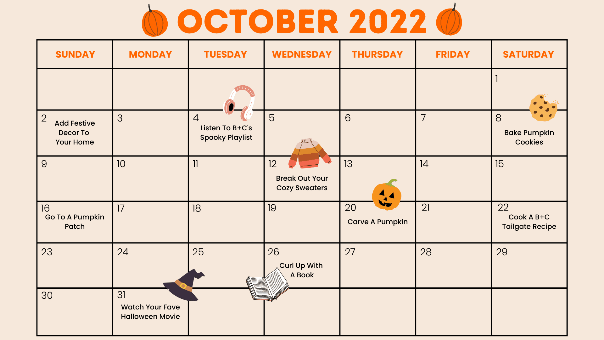 Colorful October 2022 Calendar Printable