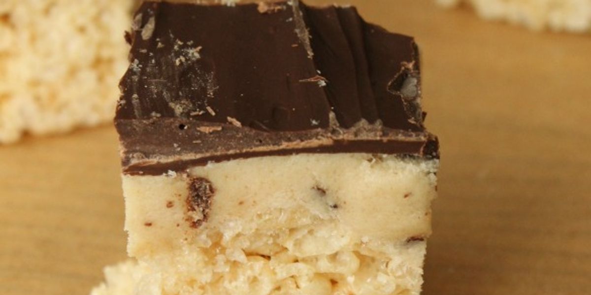 Chocolate Chip Cookie Dough Rice Krispy Treats - My Recipe Magic