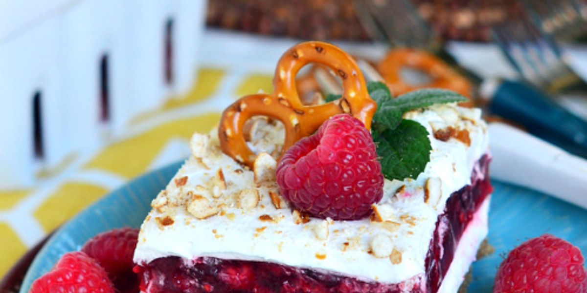 Easy Raspberry Pretzel Salad - My Recipe Magic