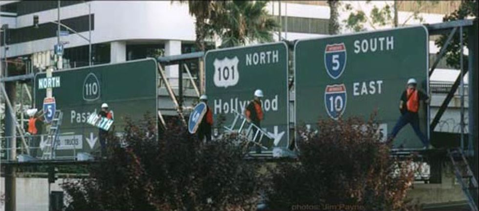The Fake Freeway Sign that Became a Real Public Service - GOOD