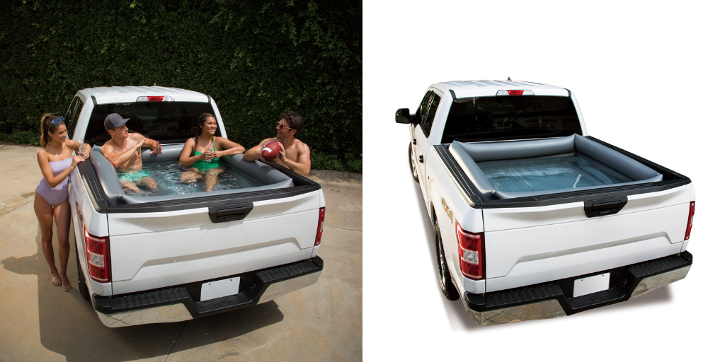 This inflatable pool is made for the back of your truck, and we're ...