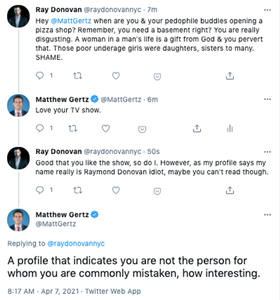 People keep confusing this guy on Twitter with Rep. Matt Gaetz and he's ...