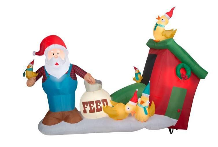 This inflatable Santa with his chickens will have your farm feeling all ...