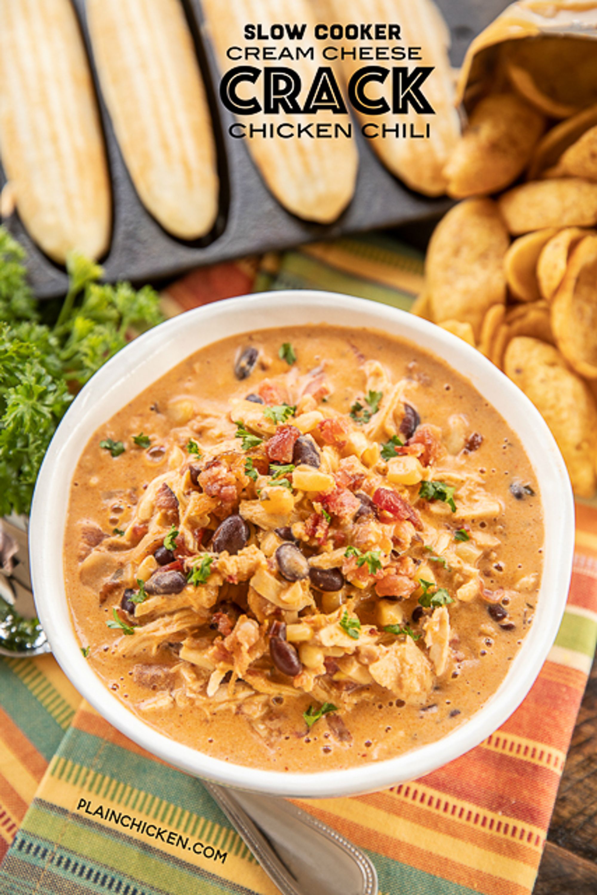 Slow Cooker Cream Cheese Crack Chicken Chili Plain Chicken® My Recipe Magic