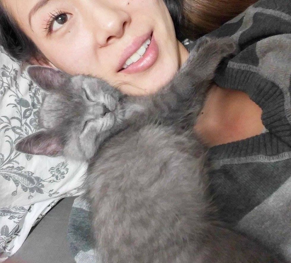 Runty Kitten Can't Stop Cuddling with His Forever Human, Even Looks ...
