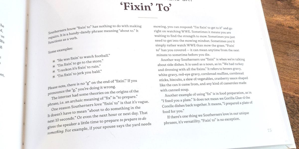 An explanation of the term ‘fixin’ to’ from our ‘Southern Handbook ...