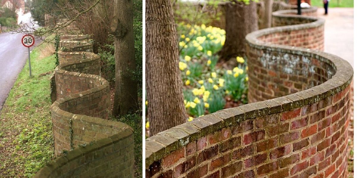 Why wavy walls use fewer bricks than straight walls - Upworthy