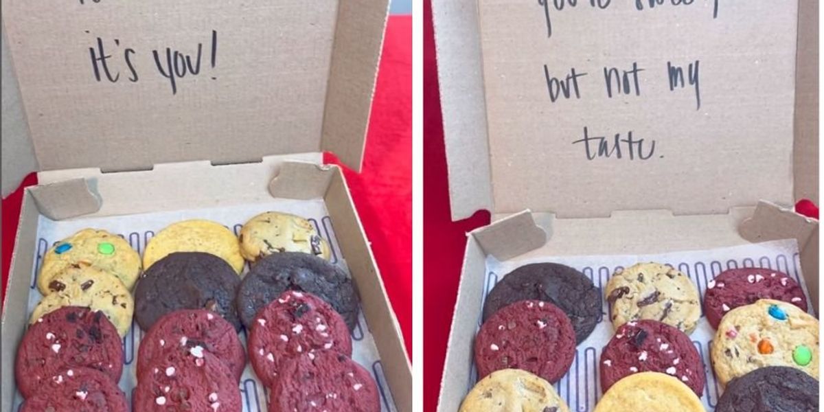 Insomnia Cookies break-up cookie box for Valentine's Day - Upworthy