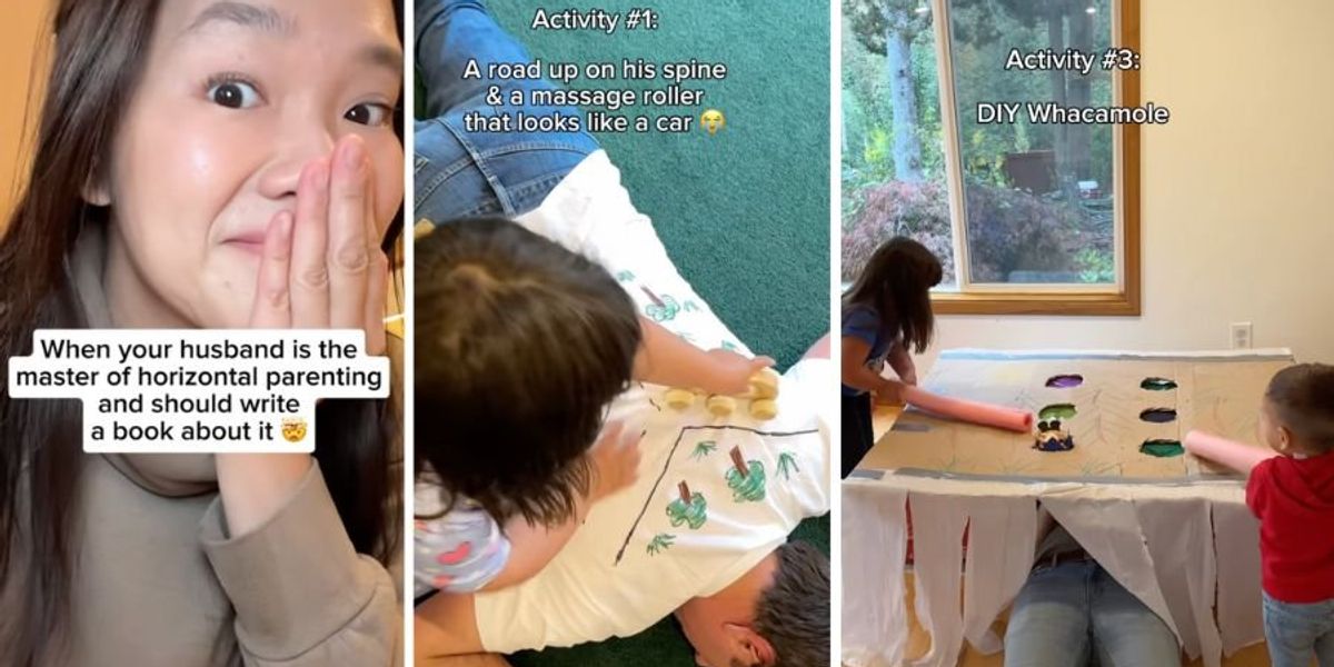 Dad's hilarious 'horizontal parenting' technique is the hack that every ...