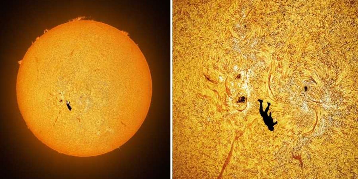 Astrophotographer captures photo of skydiver in front of the sun - Upworthy