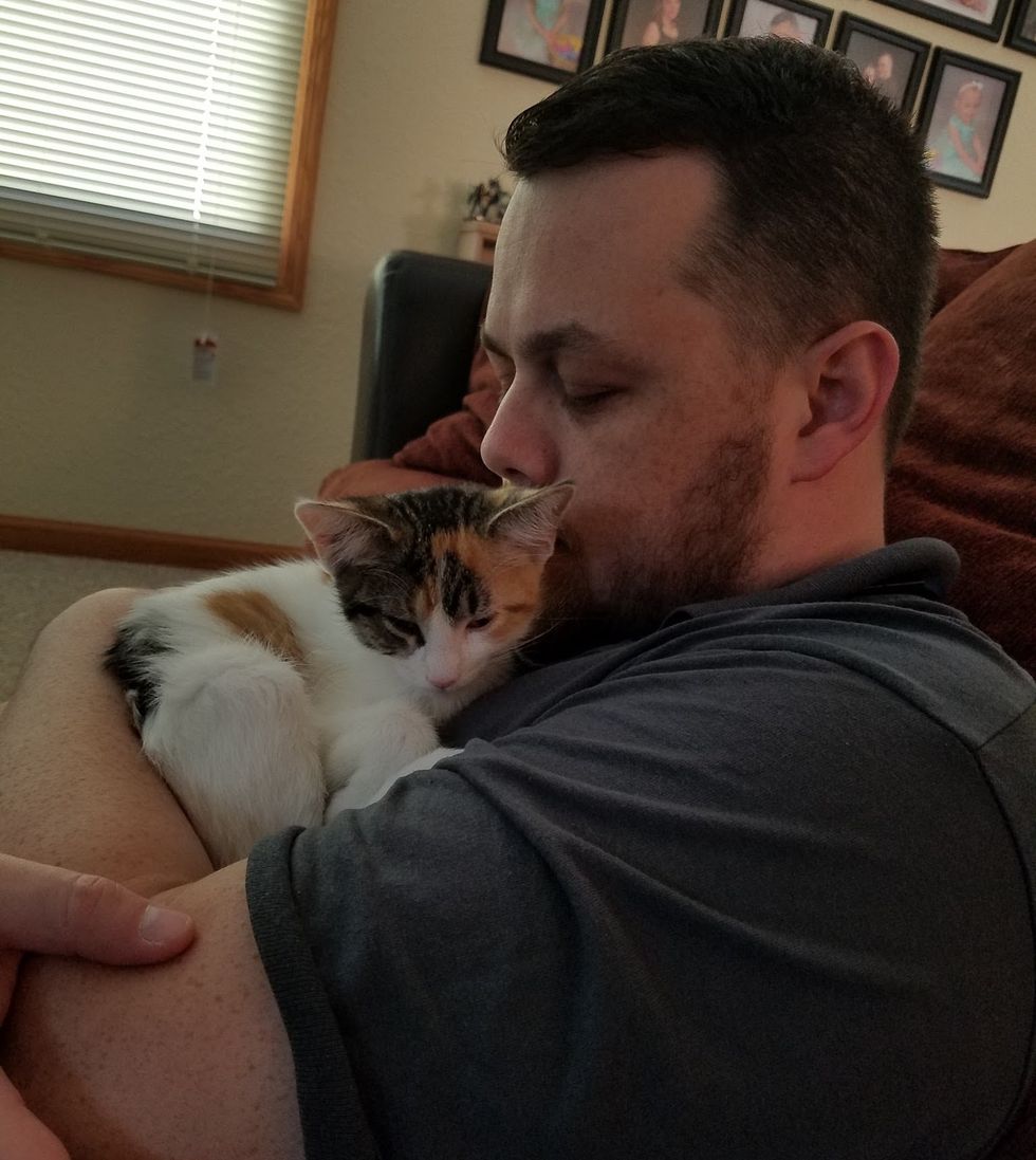 Shelter Kitten Finds New Human Dad She Loves And Won't Let Go... - Love ...