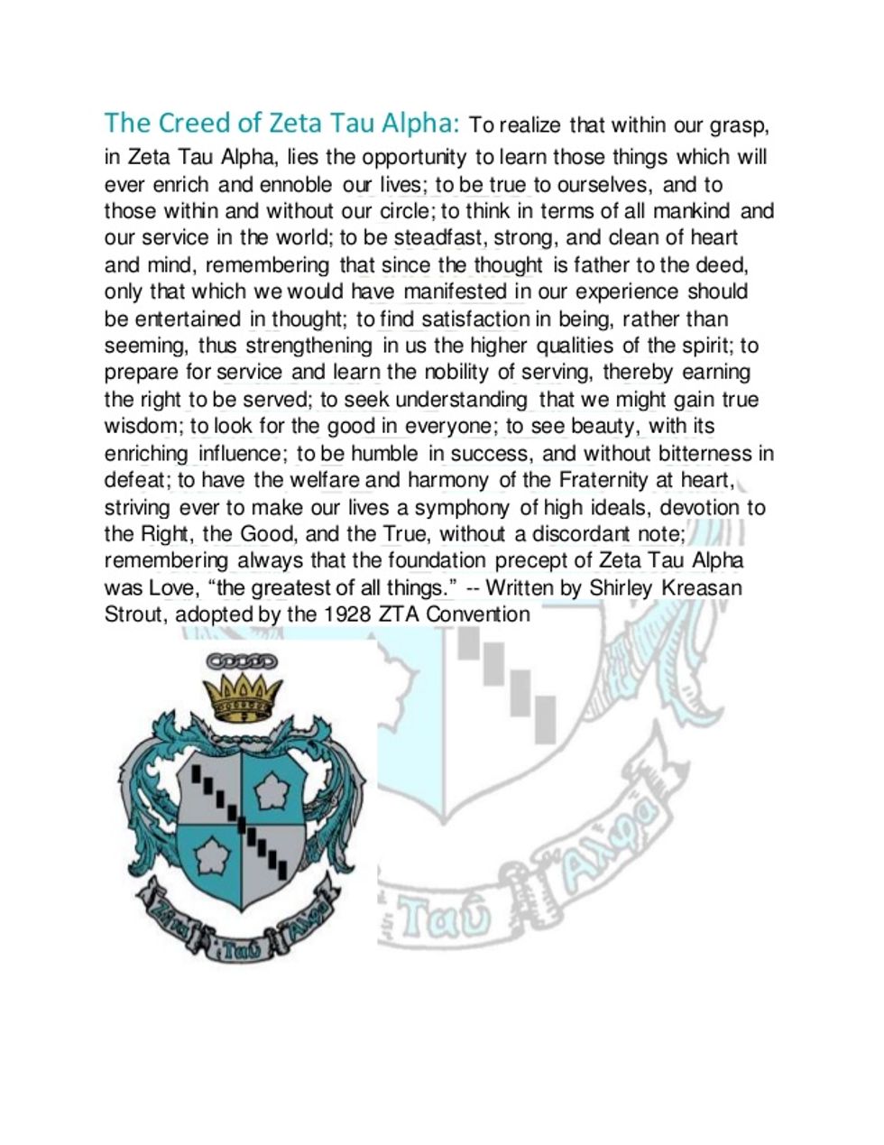 Living Out The Creed Of Zeta Tau Alpha