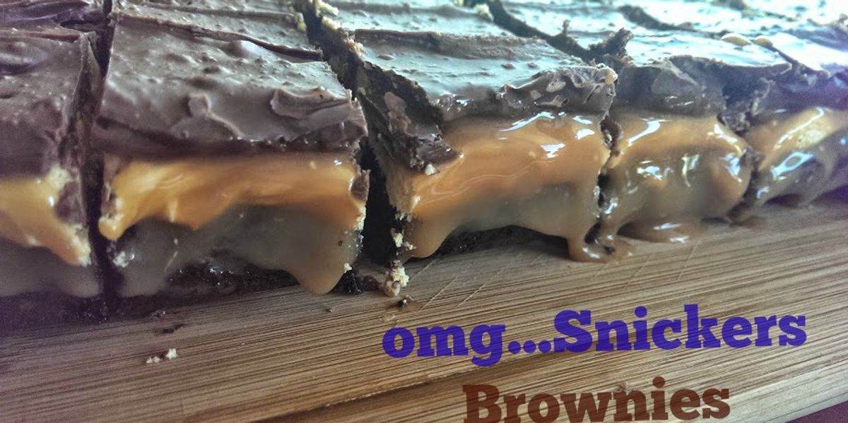 Outrageous Snickers Brownies - My Recipe Magic