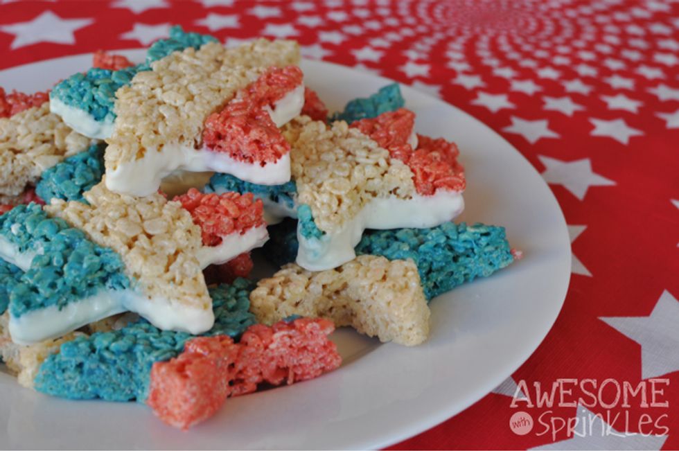 Red, White & Blue Star Crispies - My Recipe Magic
