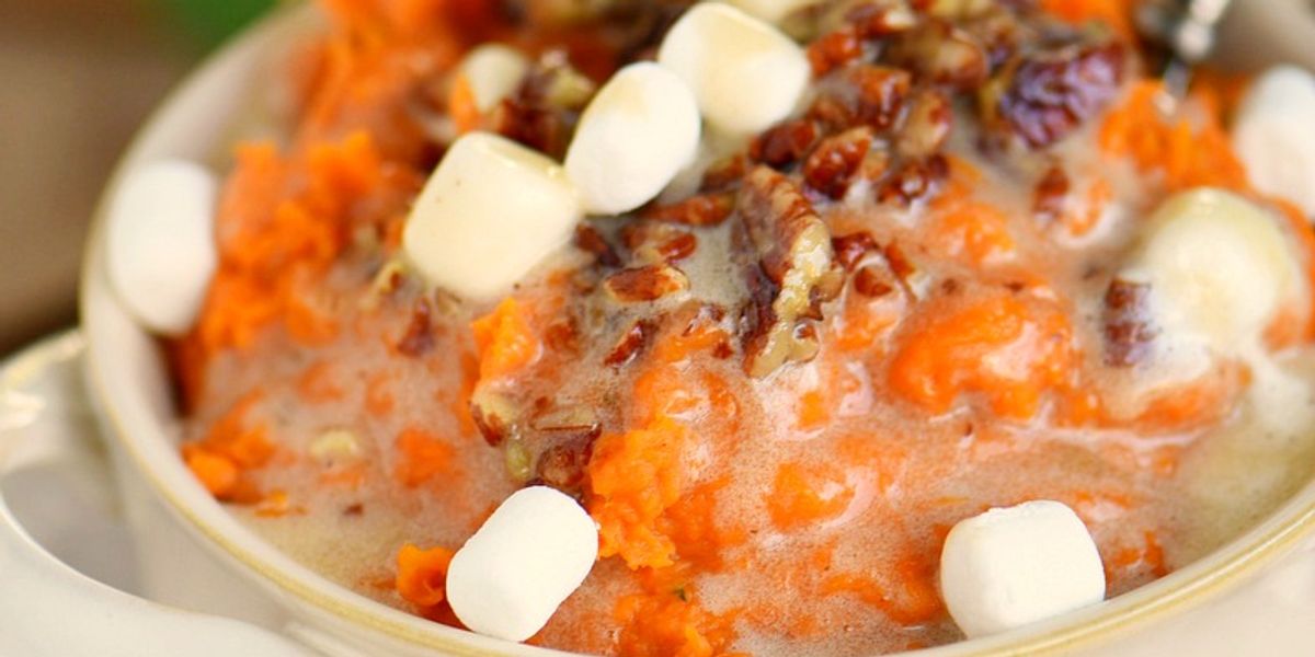 Maple Sage Smashed Yams with Marshmallow Butter - My Recipe Magic