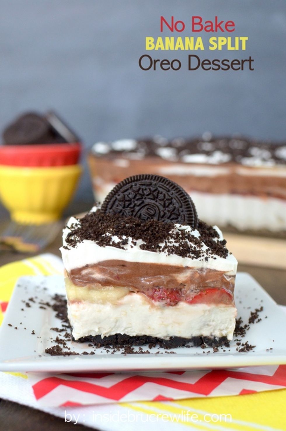 No Bake Banana Split Oreo Dessert - My Recipe Magic