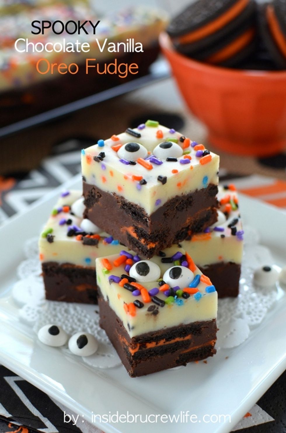 Spooky Chocolate Vanilla Oreo Fudge - My Recipe Magic