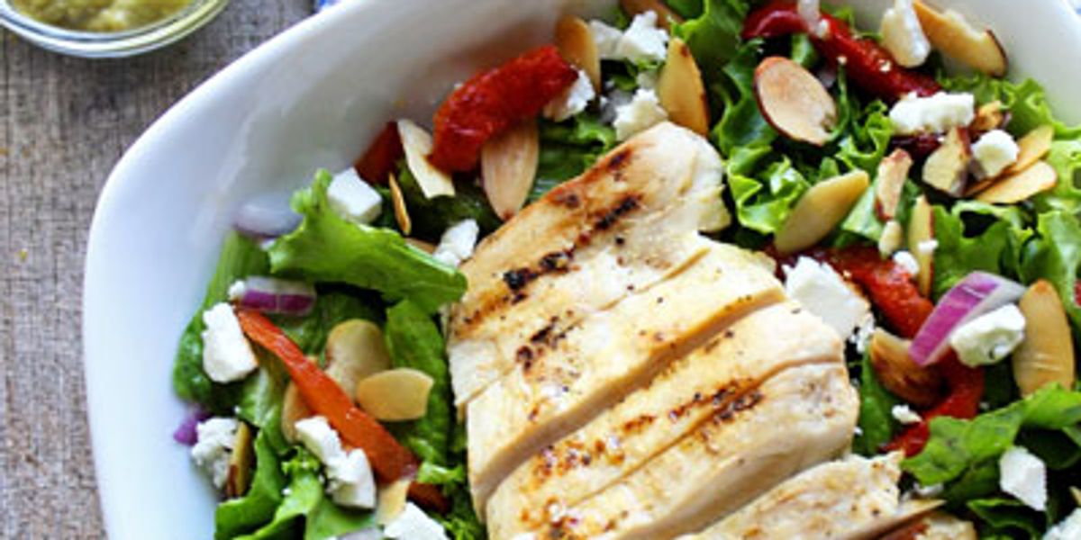 Roasted Red Pepper Salad with Balsamic Avocado Dressing - My Recipe Magic