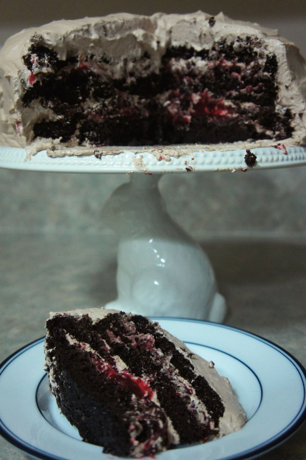 Chocolate Raspberry Layer Cake with Hot Chocolate Whipped Cream - My ...