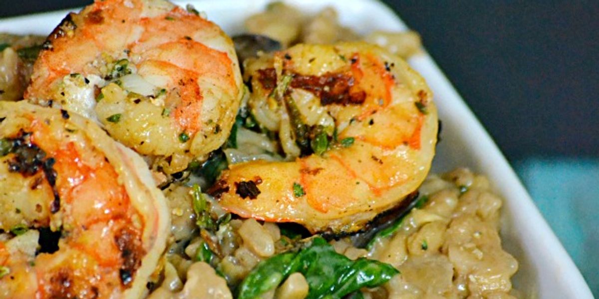 Marsala Risotto with Herbed Shrimp - My Recipe Magic