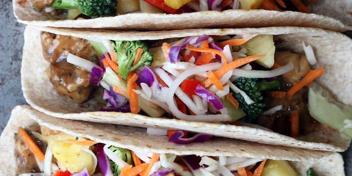 Thai Peanut Chicken Tacos with Pineapple Slaw - My Recipe Magic