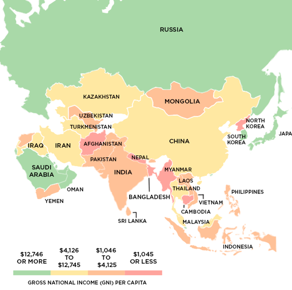 Four maps that illustrate the four categories of global income ...