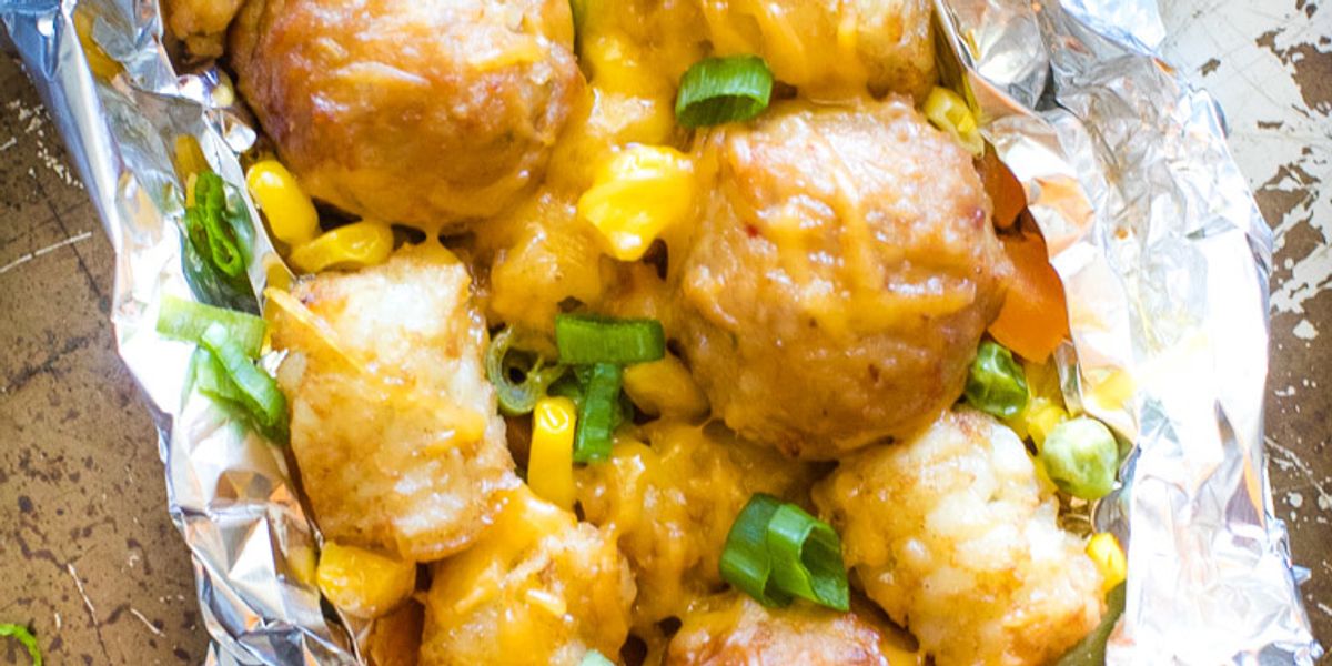 Tater Tot Meatball Foil Packets - My Recipe Magic