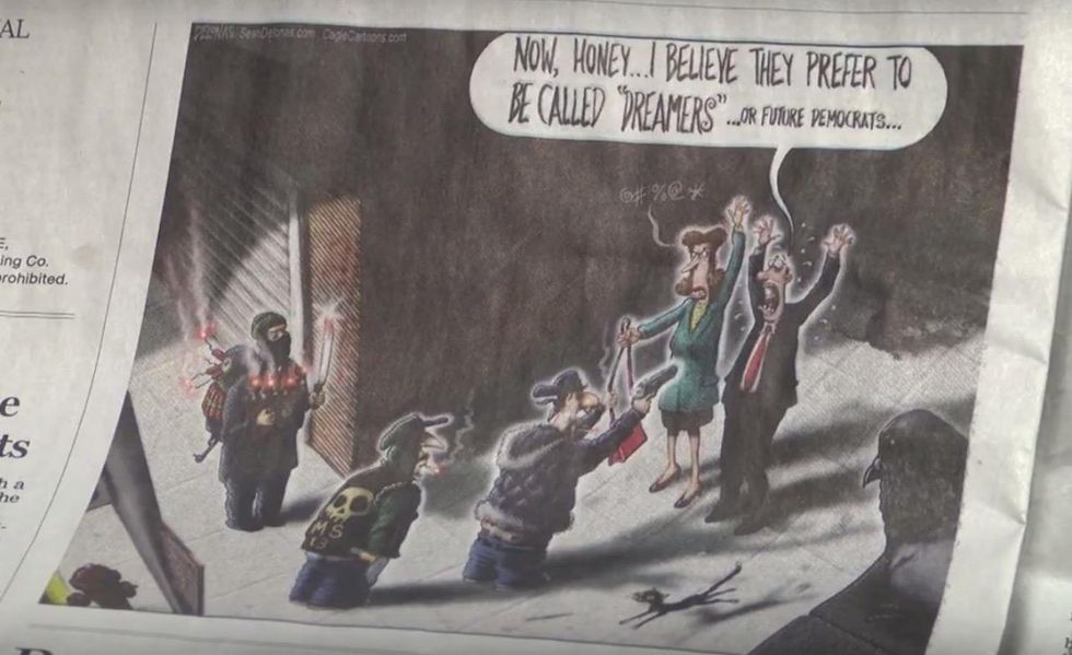 Editorial cartoon depicts 'Dreamers' as gun-toting gang members ...
