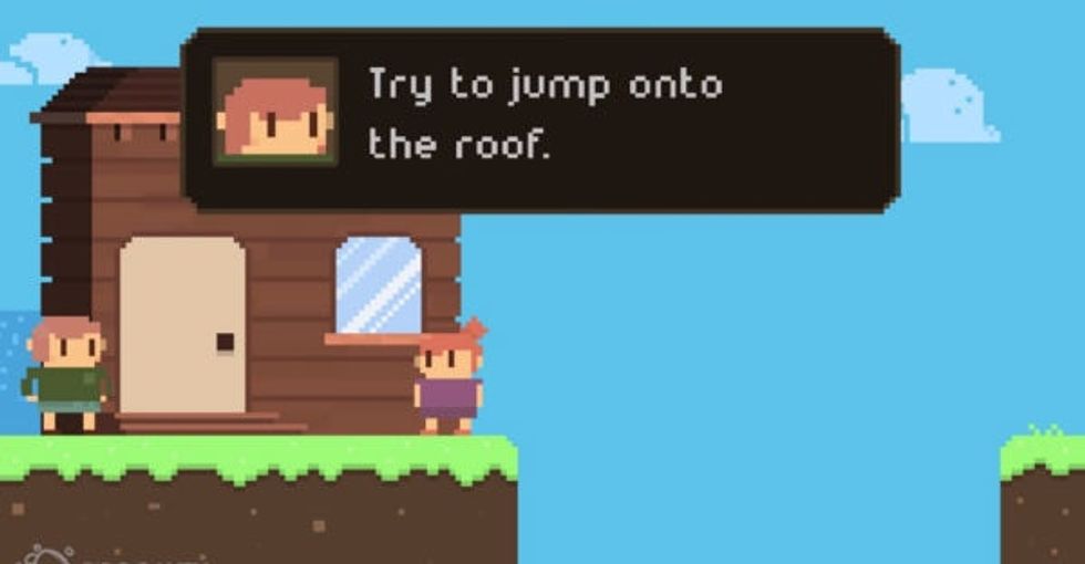 A video-game guy knows he can't make a jump, so he teaches us life ...