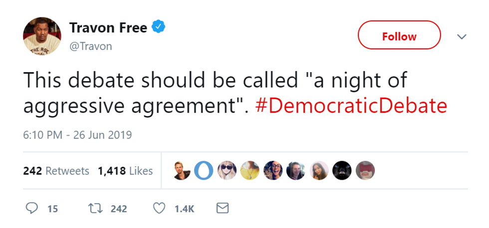 Tweets from the democrats debate