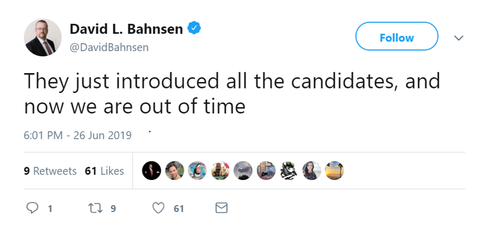 Tweets from the democrats debate