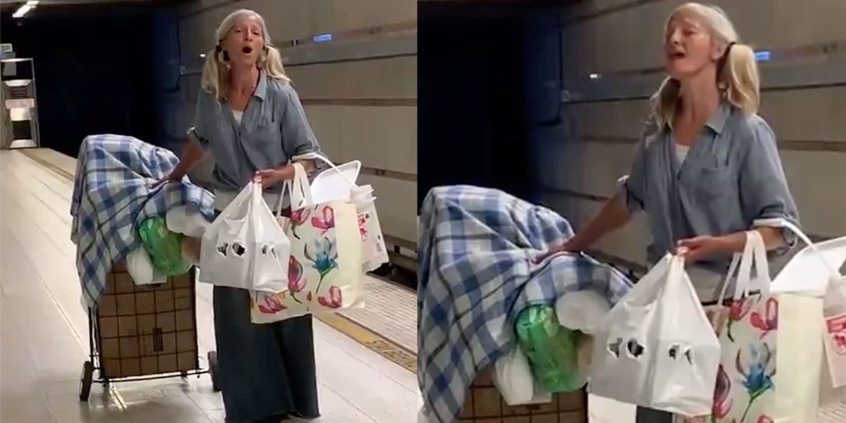 Homeless woman in LA singing opera in the subway goes viral - Upworthy