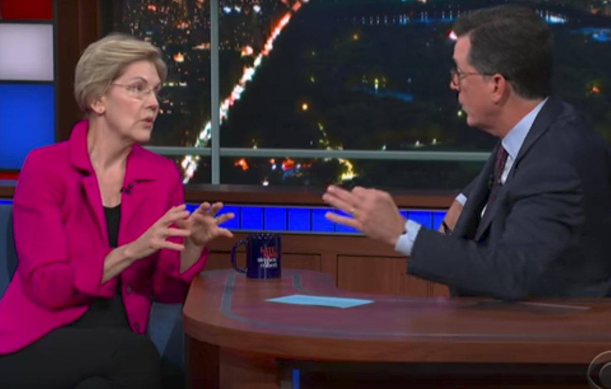 Stephen Colbert calls out Elizabeth Warren for her deceptive answers ...