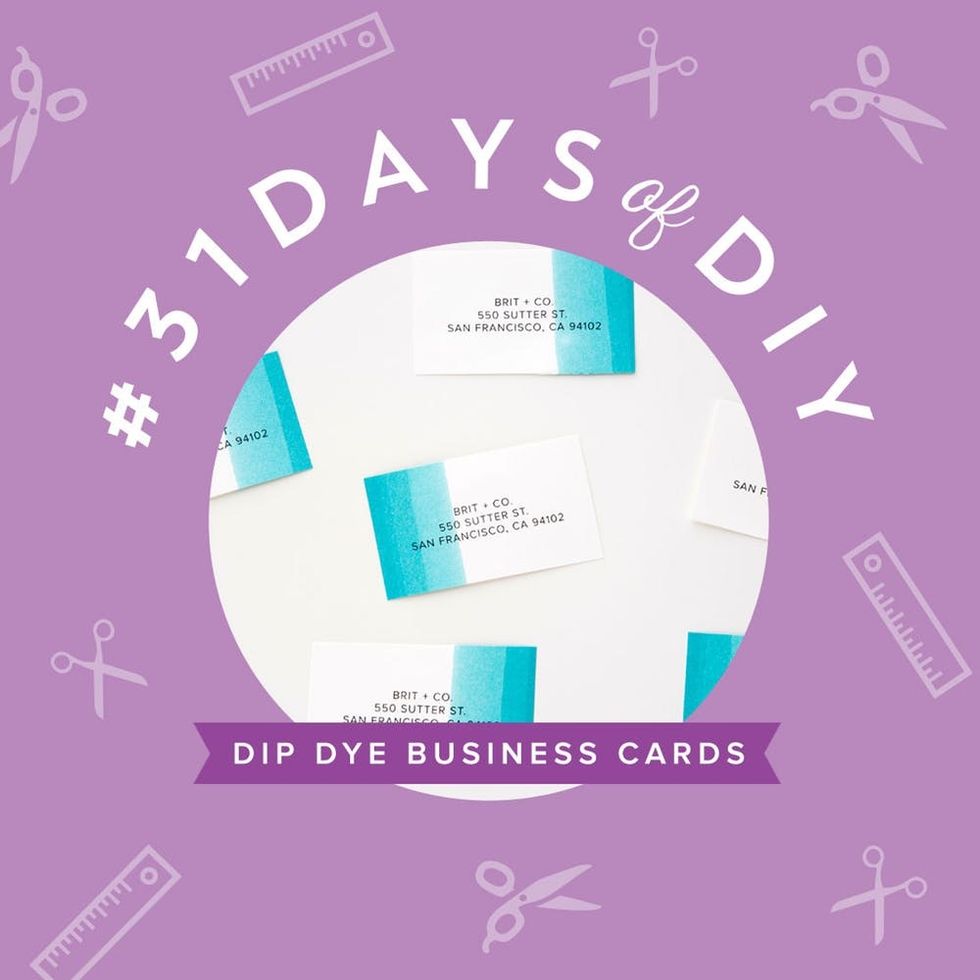 Work It! DIY Dip Dye Business Cards - Brit + Co