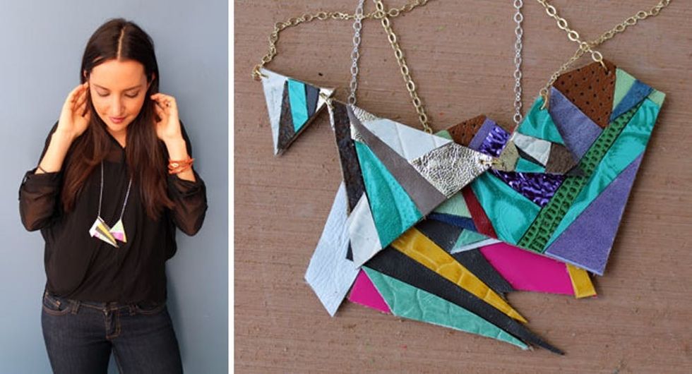 How to Create Geometric Leather Pendant Necklaces - Brit + Co