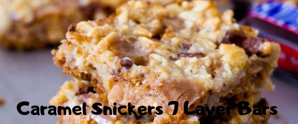 Caramel Snickers 7 Layer Bars - My Recipe Magic