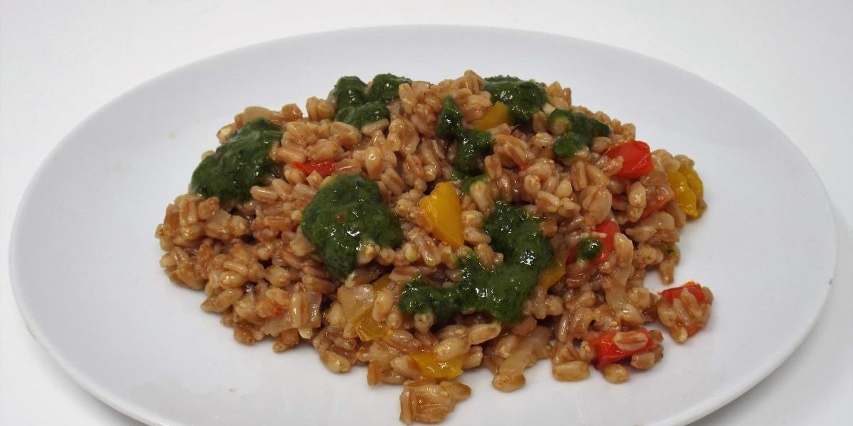 Peppered Farro with Salsa Verde - My Recipe Magic