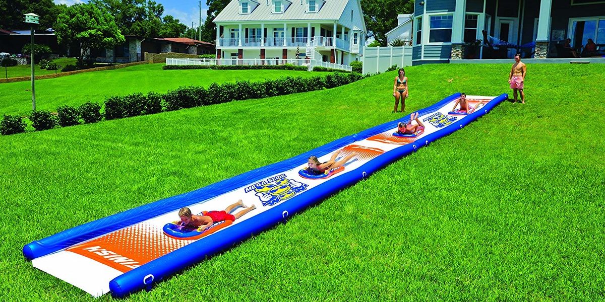 This 25-foot backyard waterslide will let you slide your way into some ...