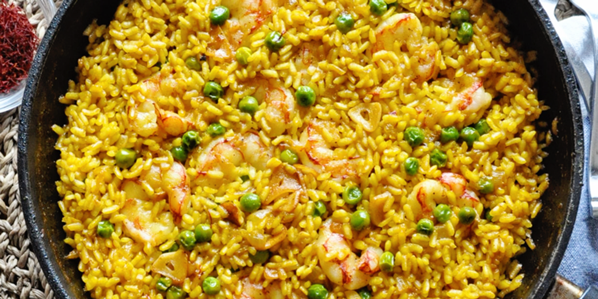 Spanish Saffron Rice with Garlic Shrimp - My Recipe Magic