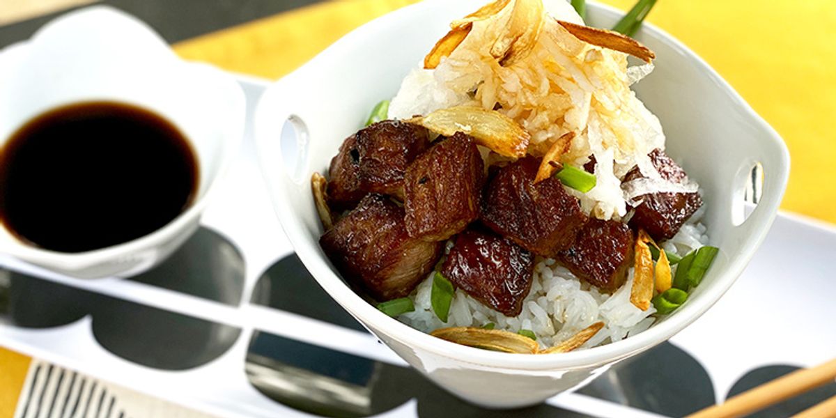 Garlic Saikoro Steak with Miyazakigyu Wagyu Beef Cubes - My Recipe Magic