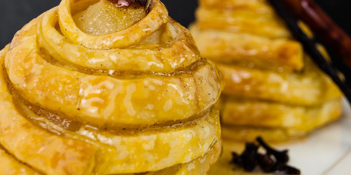 Honey puff-pastry wrapped pears - My Recipe Magic