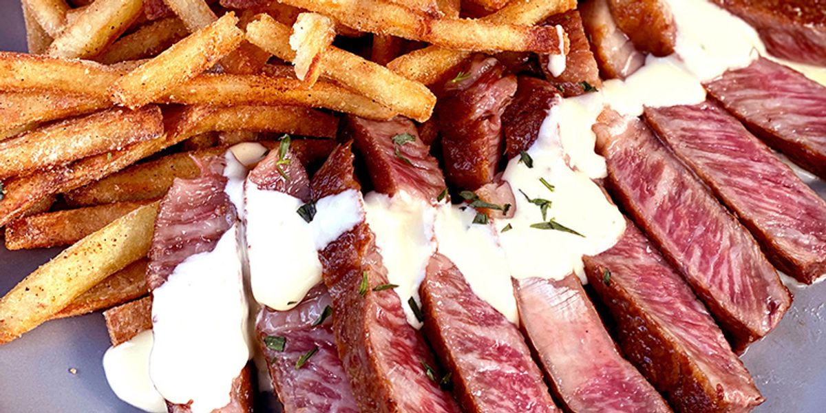 Miyazakigyu Wagyu Ribeye with Bearnaise Sauce and Pommes Frites - My ...