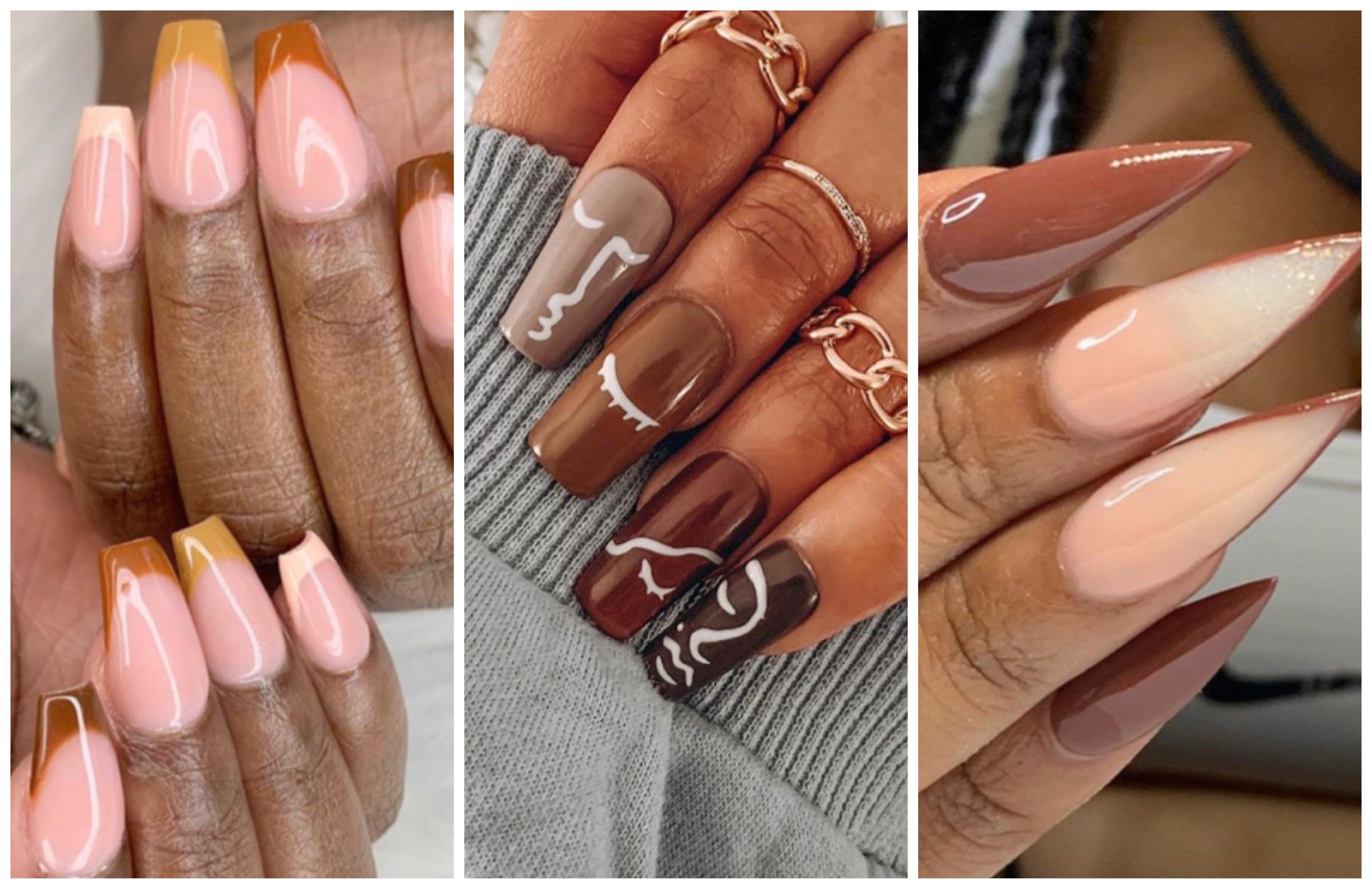 Acrylic & Press On Nails Nail Art Melanin Nails|Nude Nails|Brown Nails ...