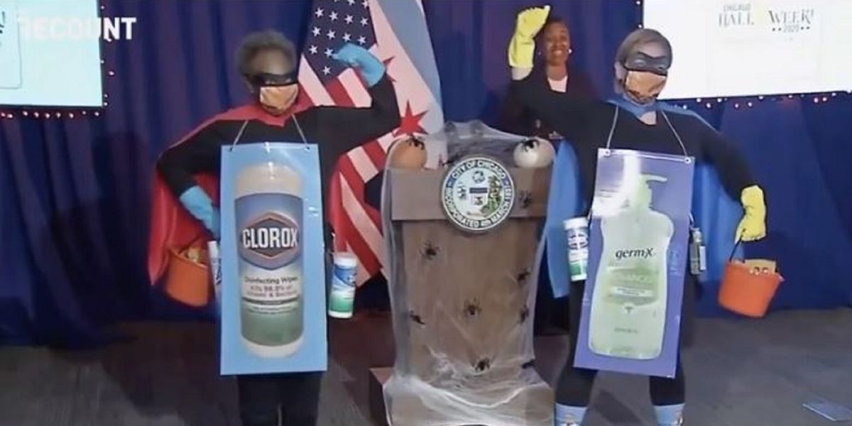 Chicago Mayor Lori Lightfoot dresses up as 'Rona Destroyer' to lay out ...