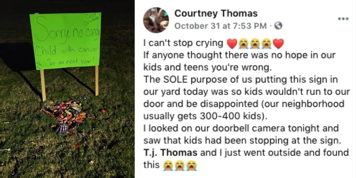 Family put out a "Sorry, no candy" sign and got the most heartwarming ...