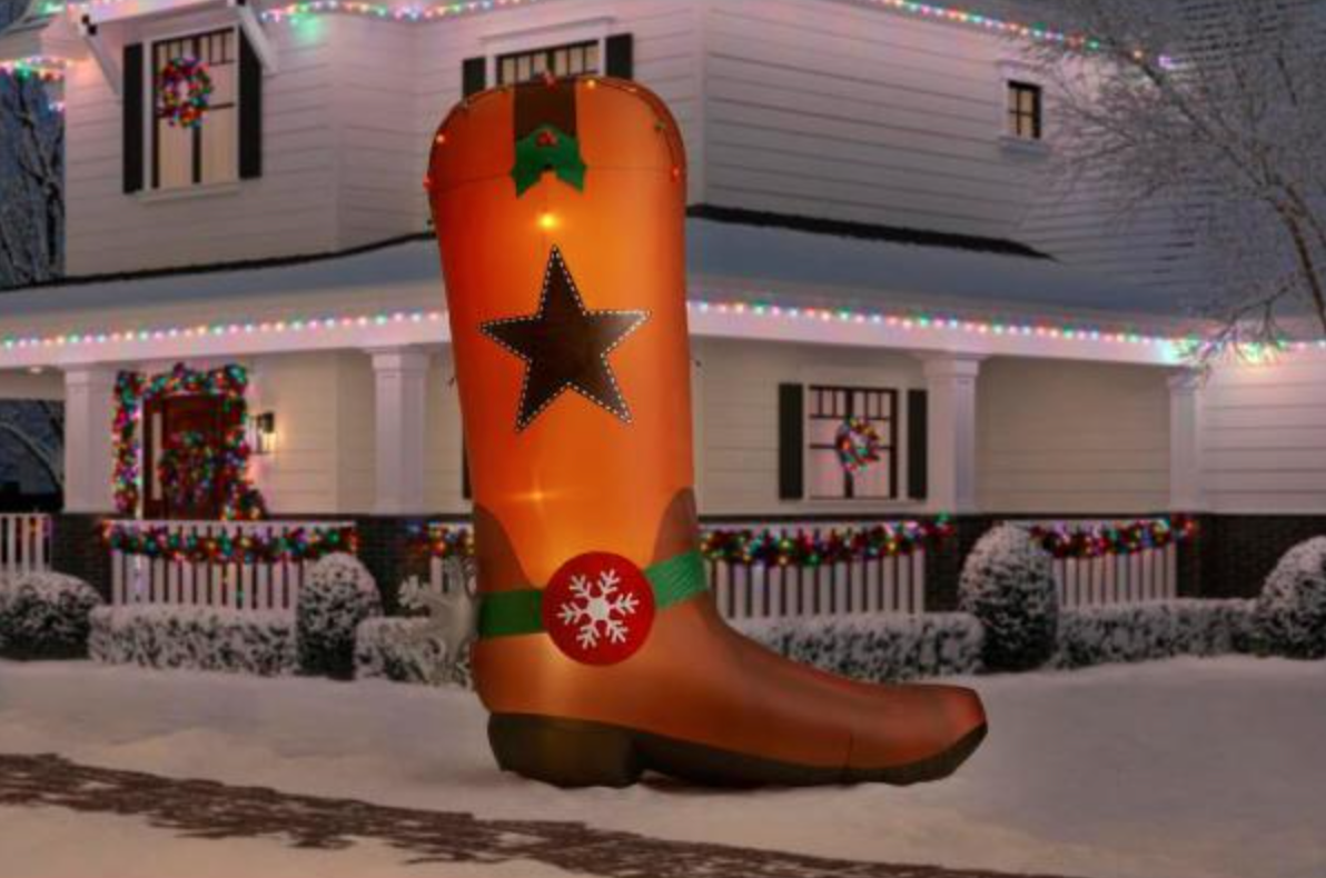 You can buy an 11-foot inflatable cowboy boot to get in the Christmas ...