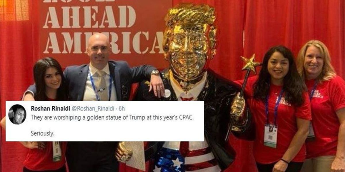 Pro-Trump conference unveiled a tacky 'golden calf' statue of him and ...