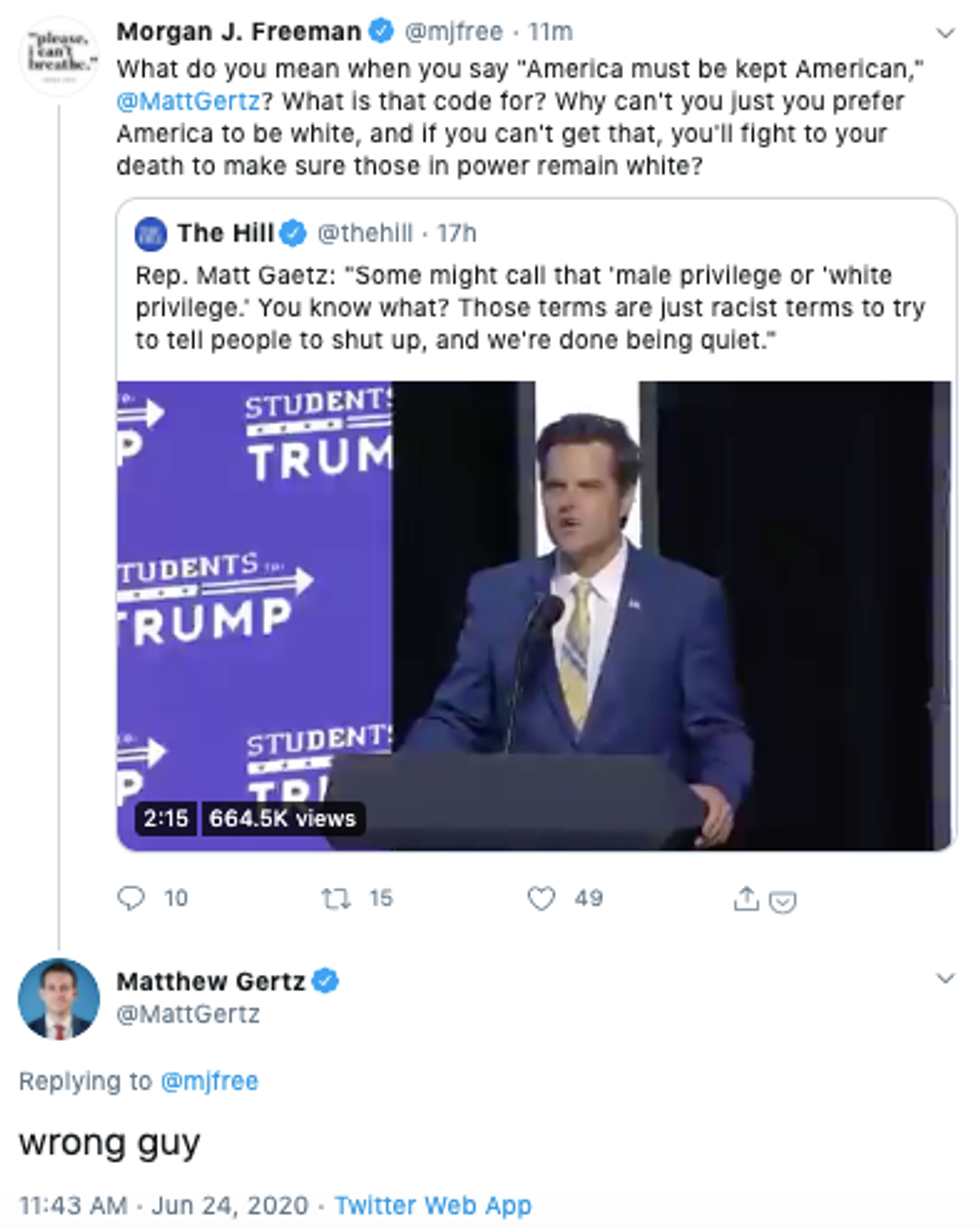 People keep confusing this guy on Twitter with Rep. Matt Gaetz and he's ...