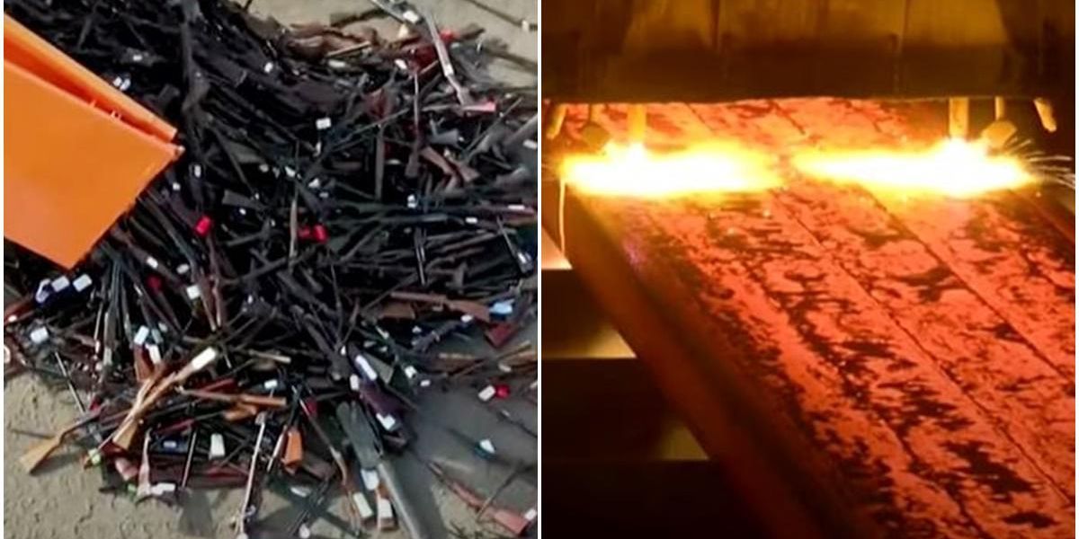 Satisfying video shows the Belgian government melting 22,000 guns into ...