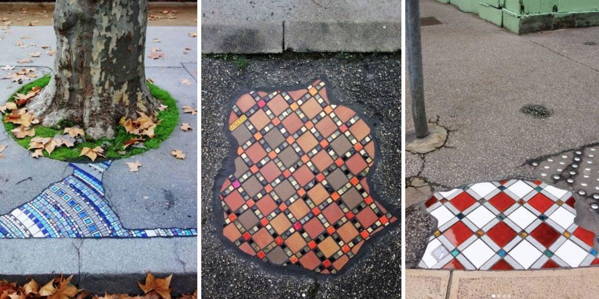 French street artist fills ugly, jagged potholes with gorgeous ...
